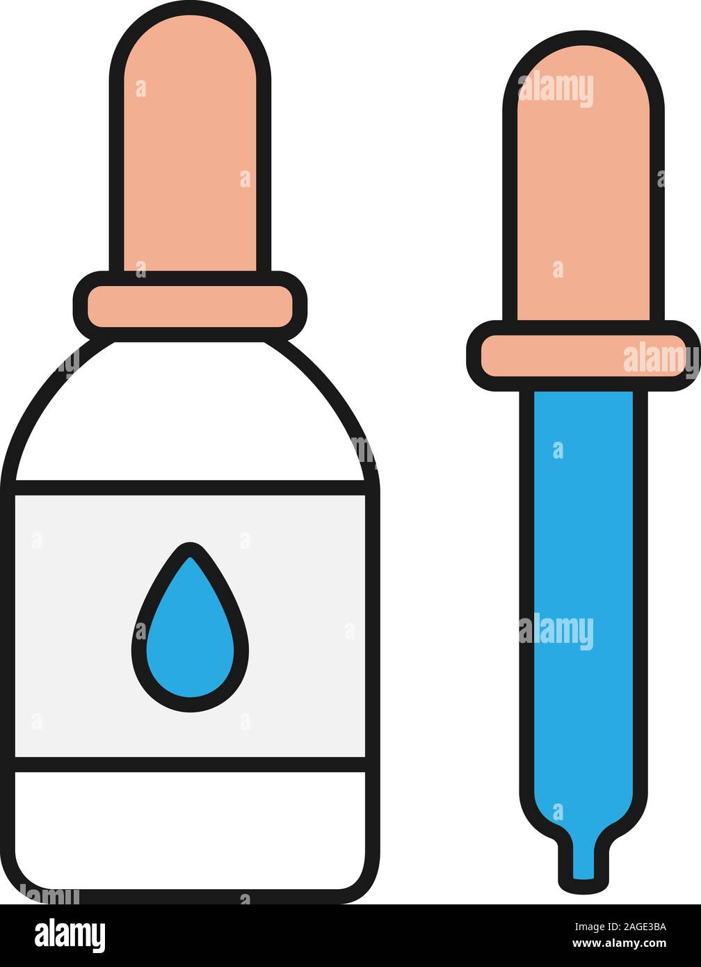 Eye drops and dropper color icon. Medicine. Liquid bottle. Isolated ...