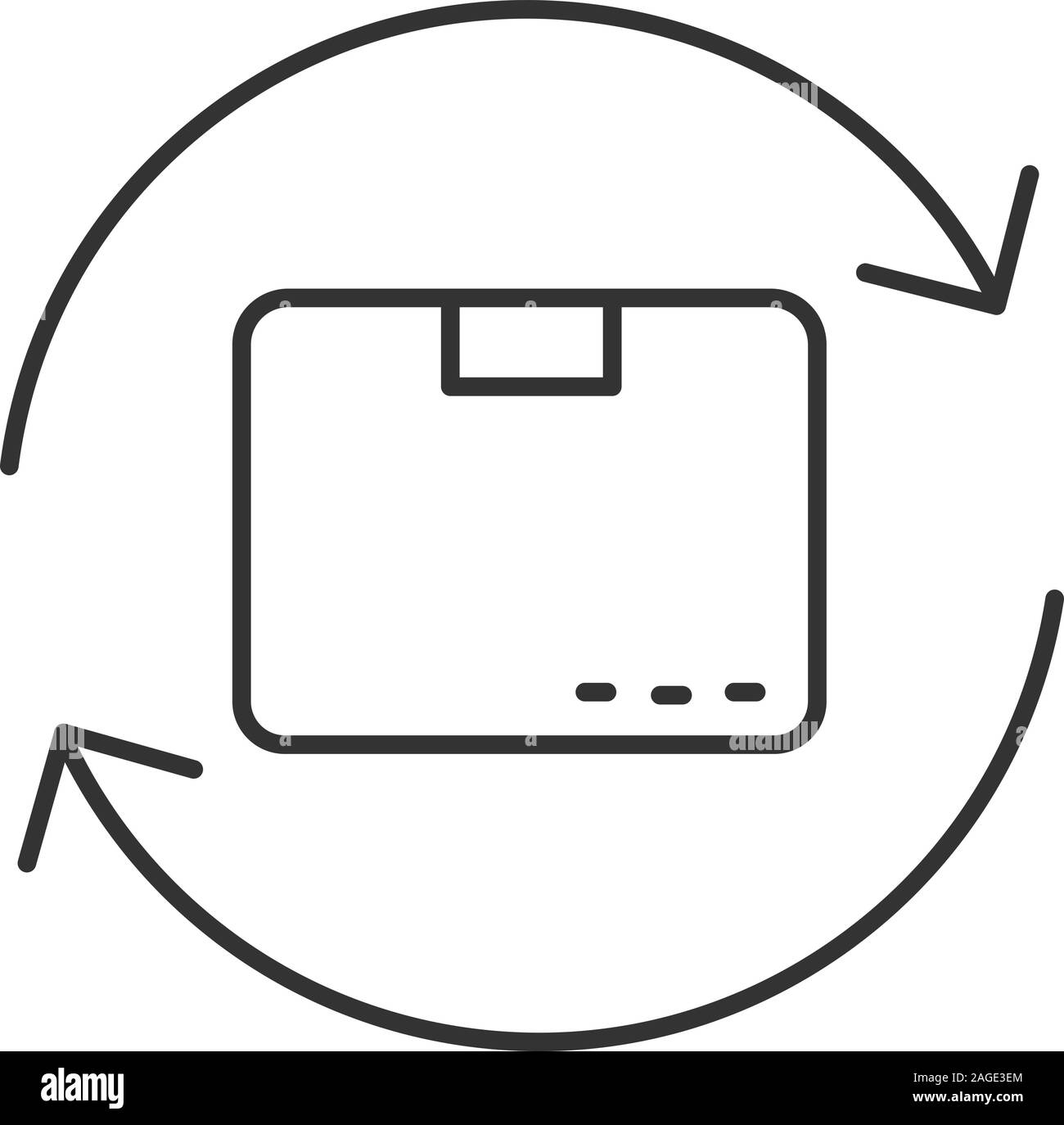 Parcel return service linear icon. Thin line illustration. Repackaging ...