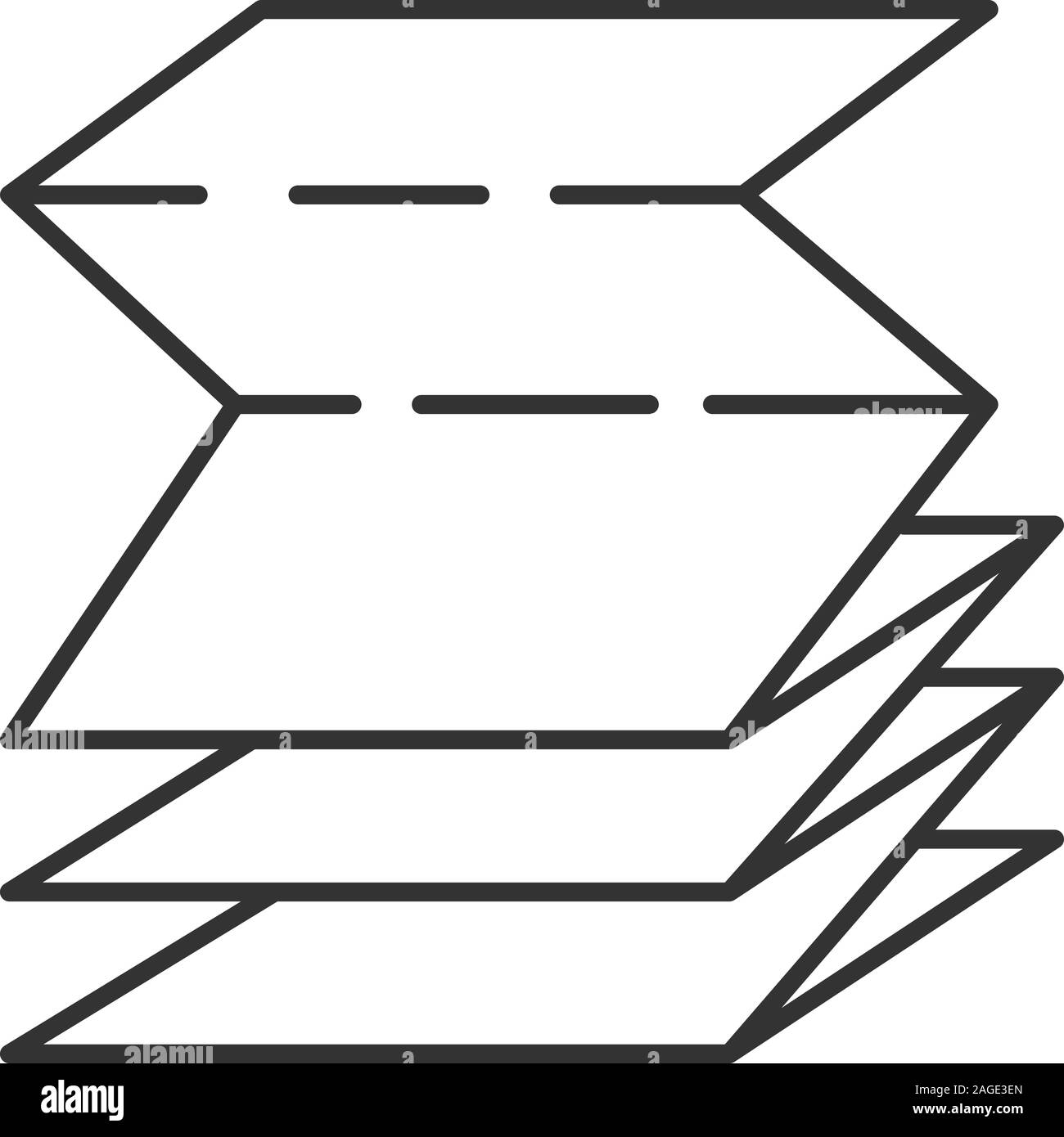 Folded Paper Leaflet Linear Icon Thin Line Illustration Blank