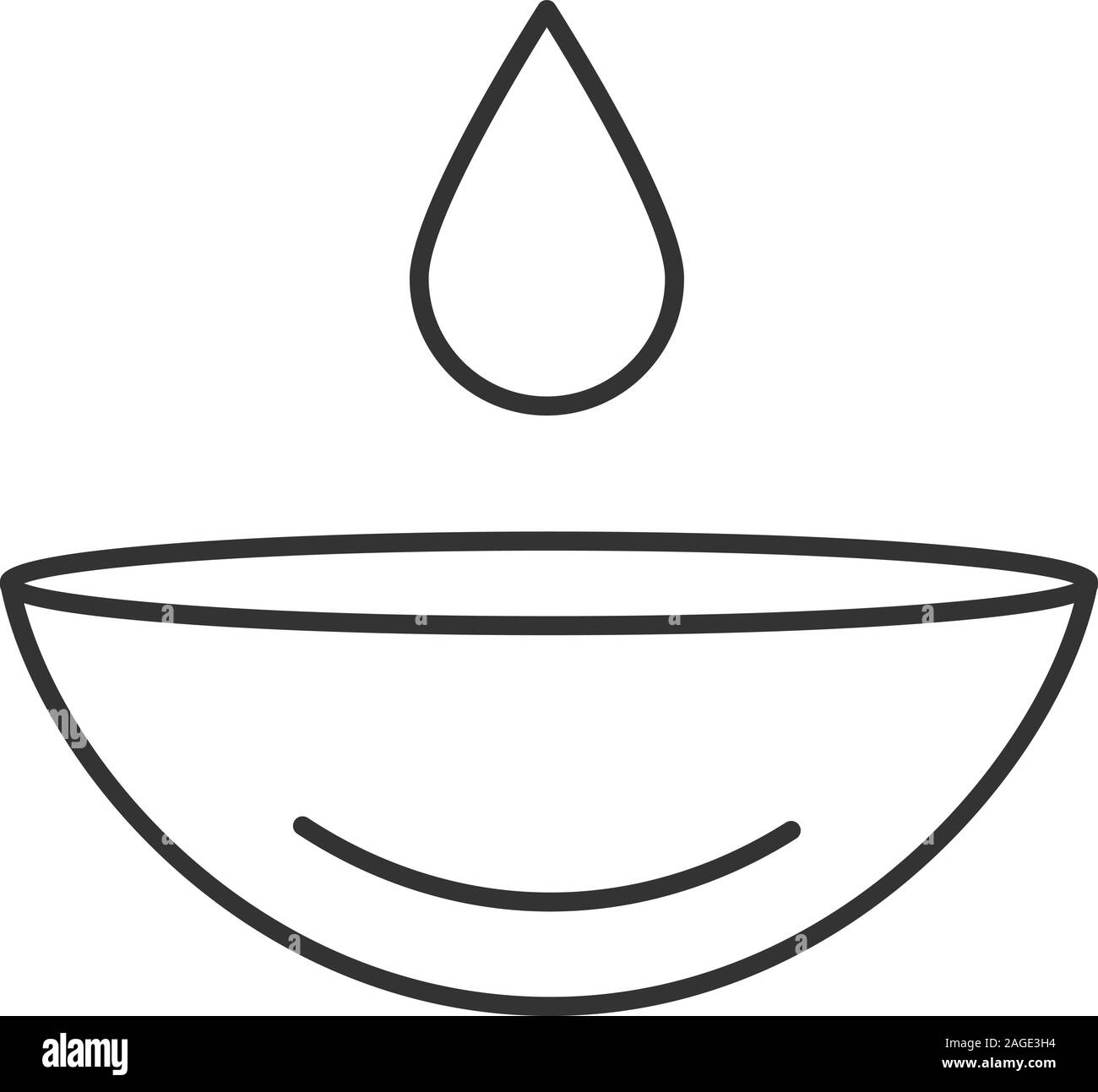 Eye contact lens with drop linear icon. Thin line illustration. Contact ...