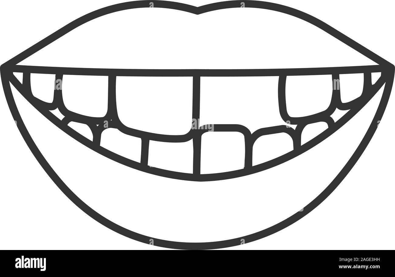 Smile with missing tooth linear icon. Thin line illustration. Contour ...
