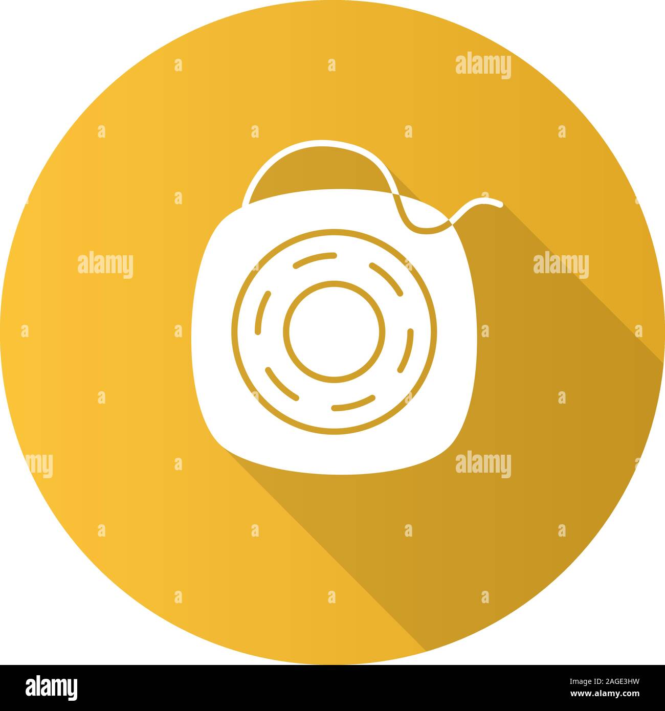 Dental floss flat design long shadow glyph icon. Teeth cleaning. Vector ...