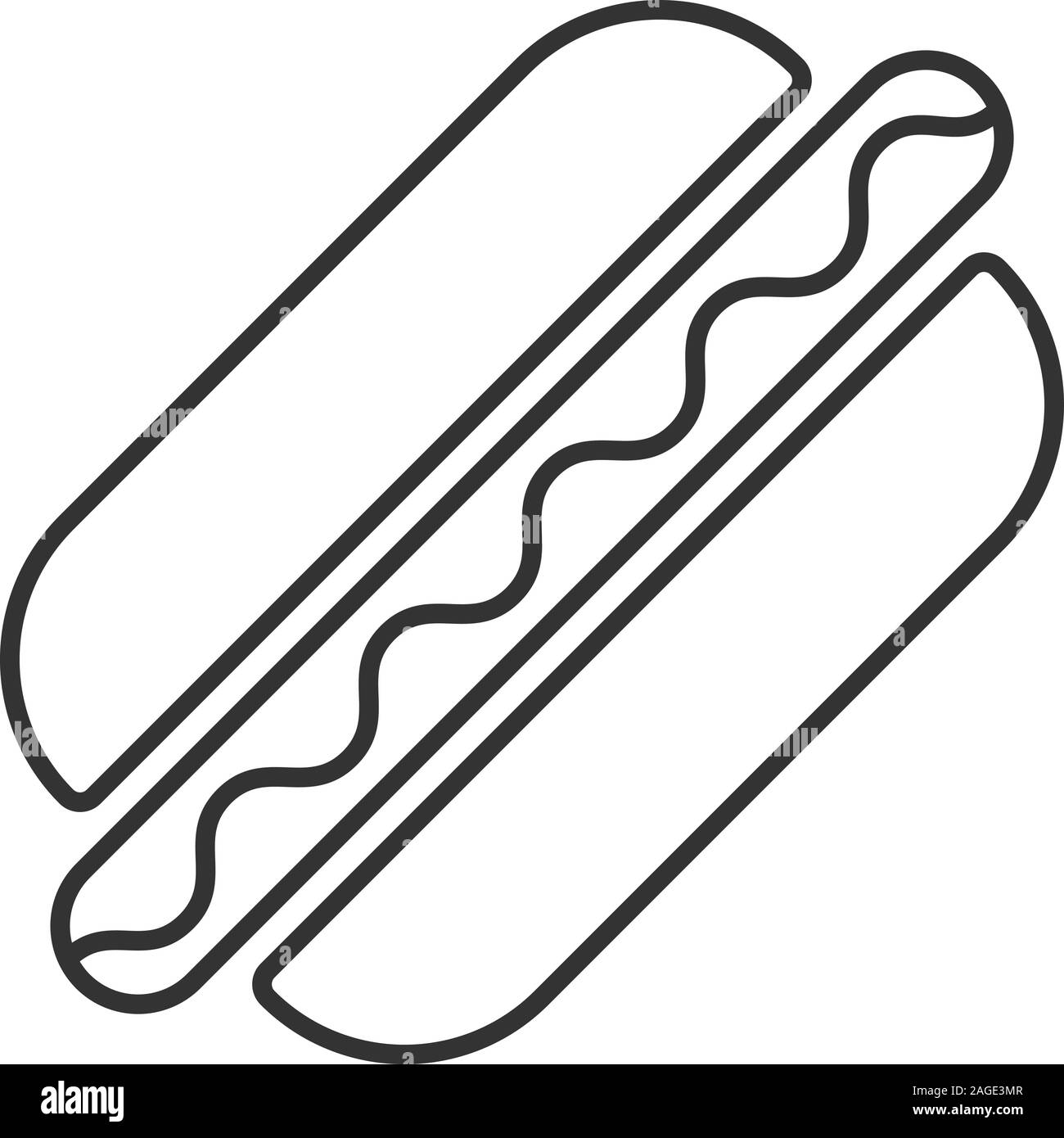 American hot dog linear icon. Thin line illustration. Sausage in dough ...