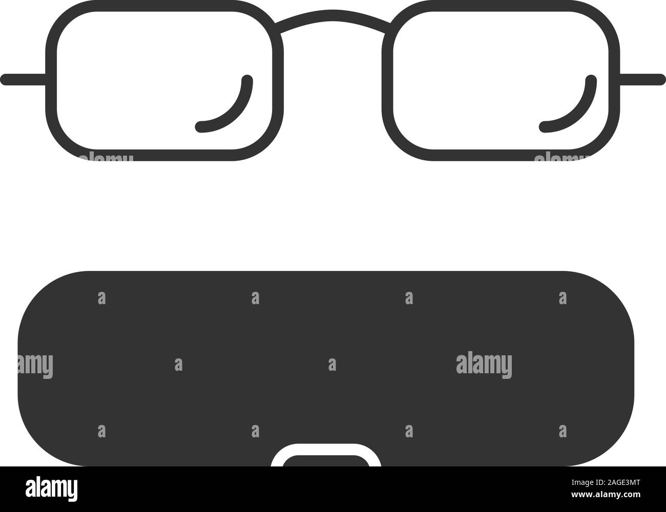 Eyeglasses case glyph icon. Spectacles box. Silhouette symbol. Negative ...