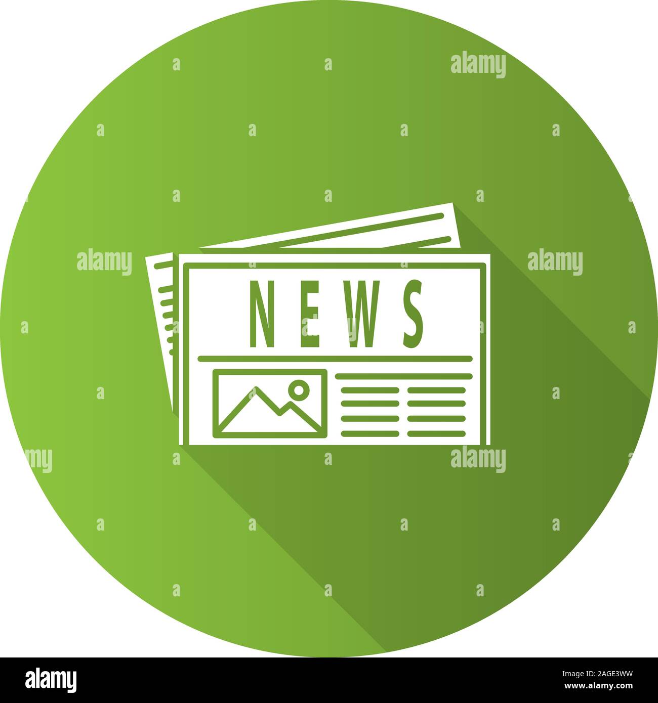 Newspaper flat design long shadow glyph icon. Periodical publication ...