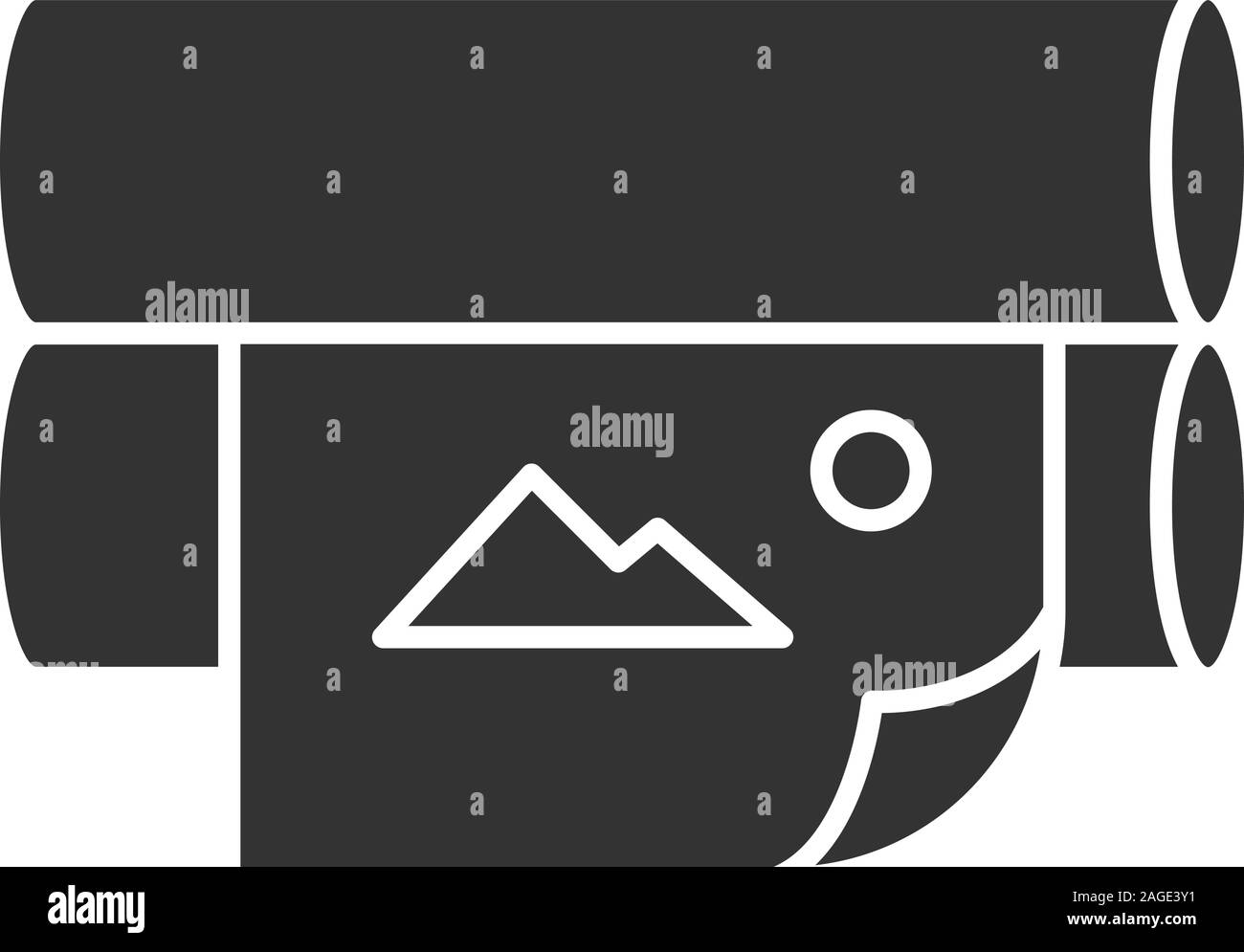 Offset printer glyph icon. Silhouette symbol. Flexography. News ...