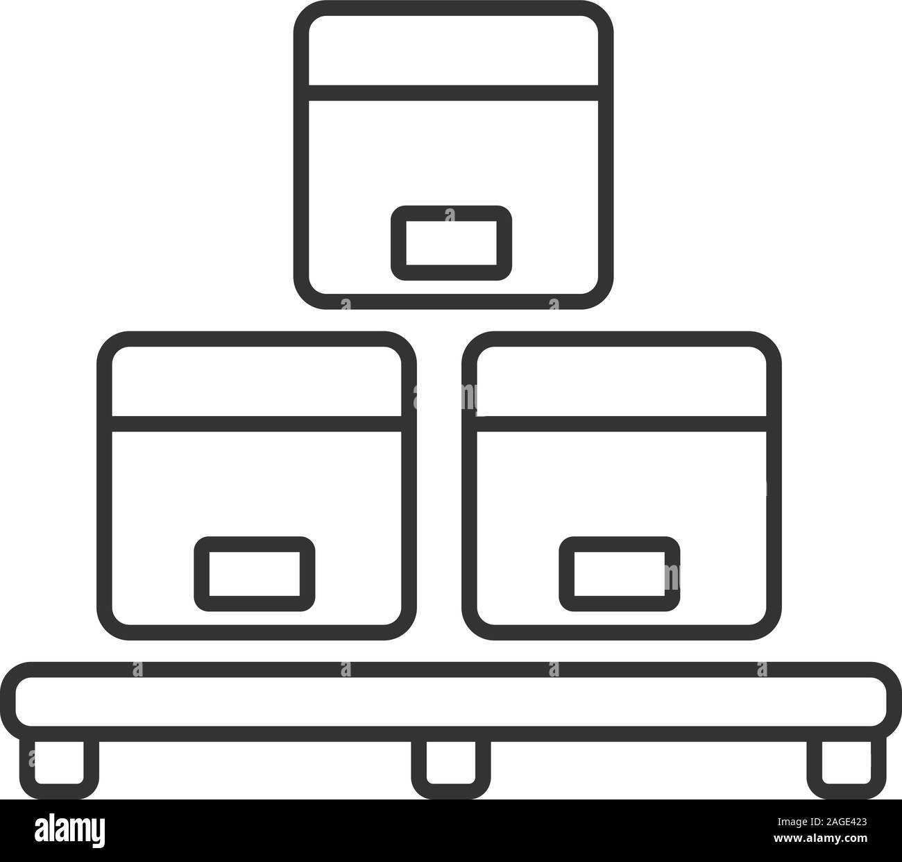 Cardboard boxes on pallet linear icon. Warehouse. Thin line ...