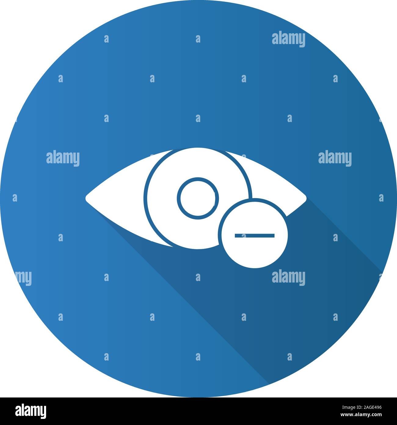 Human eye with minus sign flat design long shadow glyph icon ...