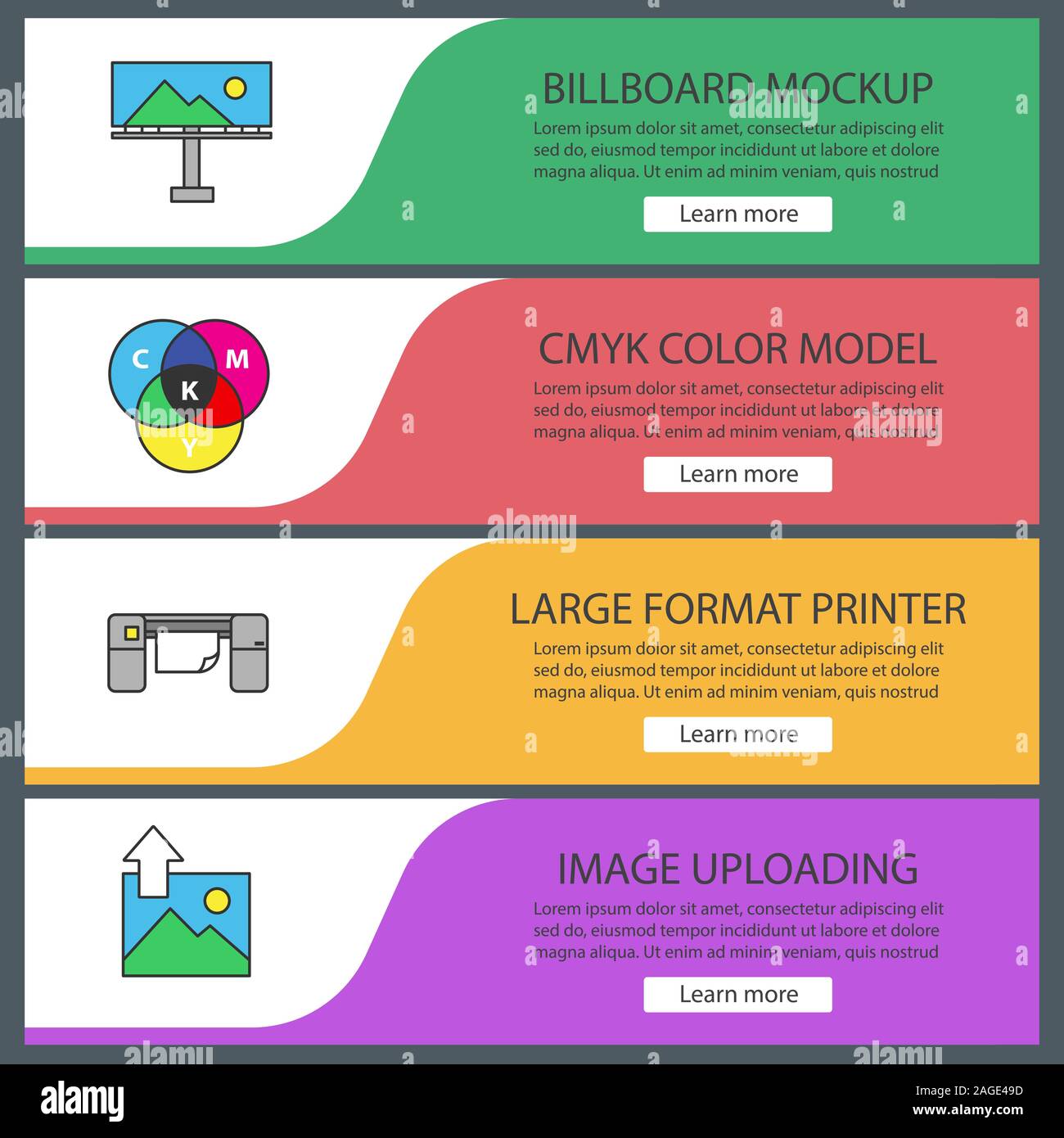 Printing web banner templates set. Polygraphy and typography. Billboard ...