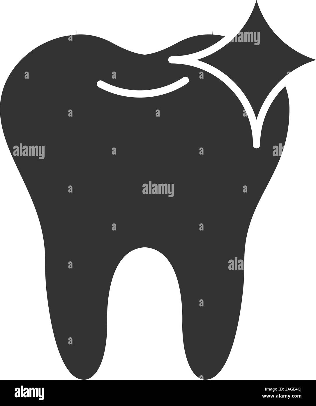 Healthy shining tooth glyph icon. Silhouette symbol. Teeth whitening ...