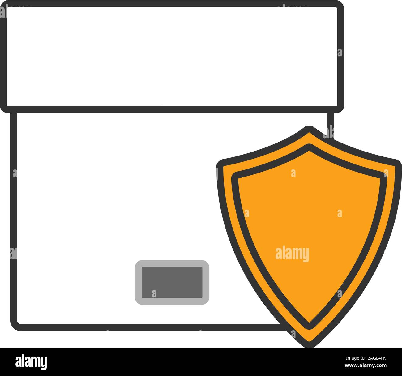 Secure delivery color icon. Cargo insurance. Cardboard box shield ...