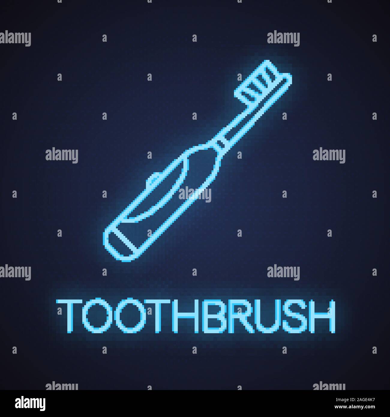 Electric toothbrush neon light icon. Glowing sign. Teeth cleaning ...