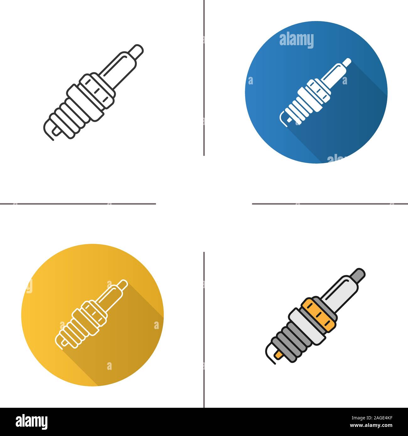 Car spark plug icon. Flat design, linear and color styles. Isolated ...