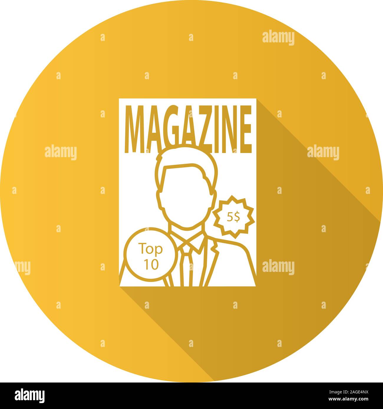 Magazine flat design long shadow glyph icon. Tabloid. Periodical ...