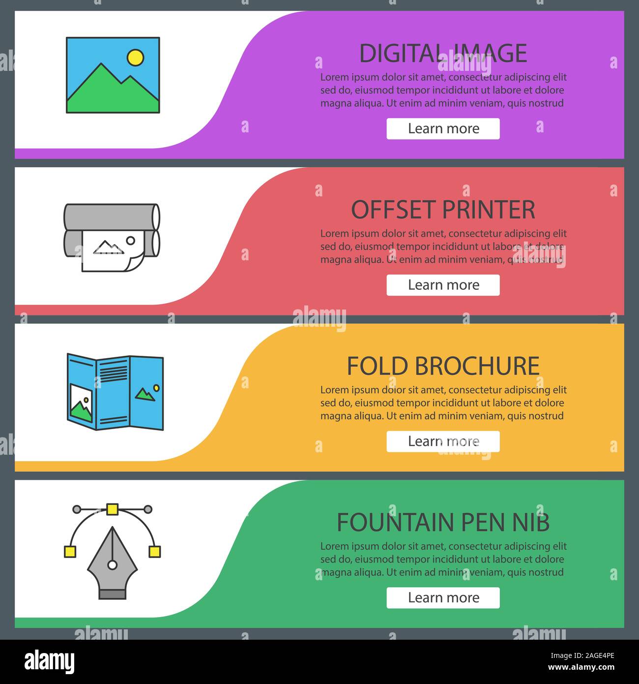 Printing web banner templates set. Polygraphy and typography. Digital ...