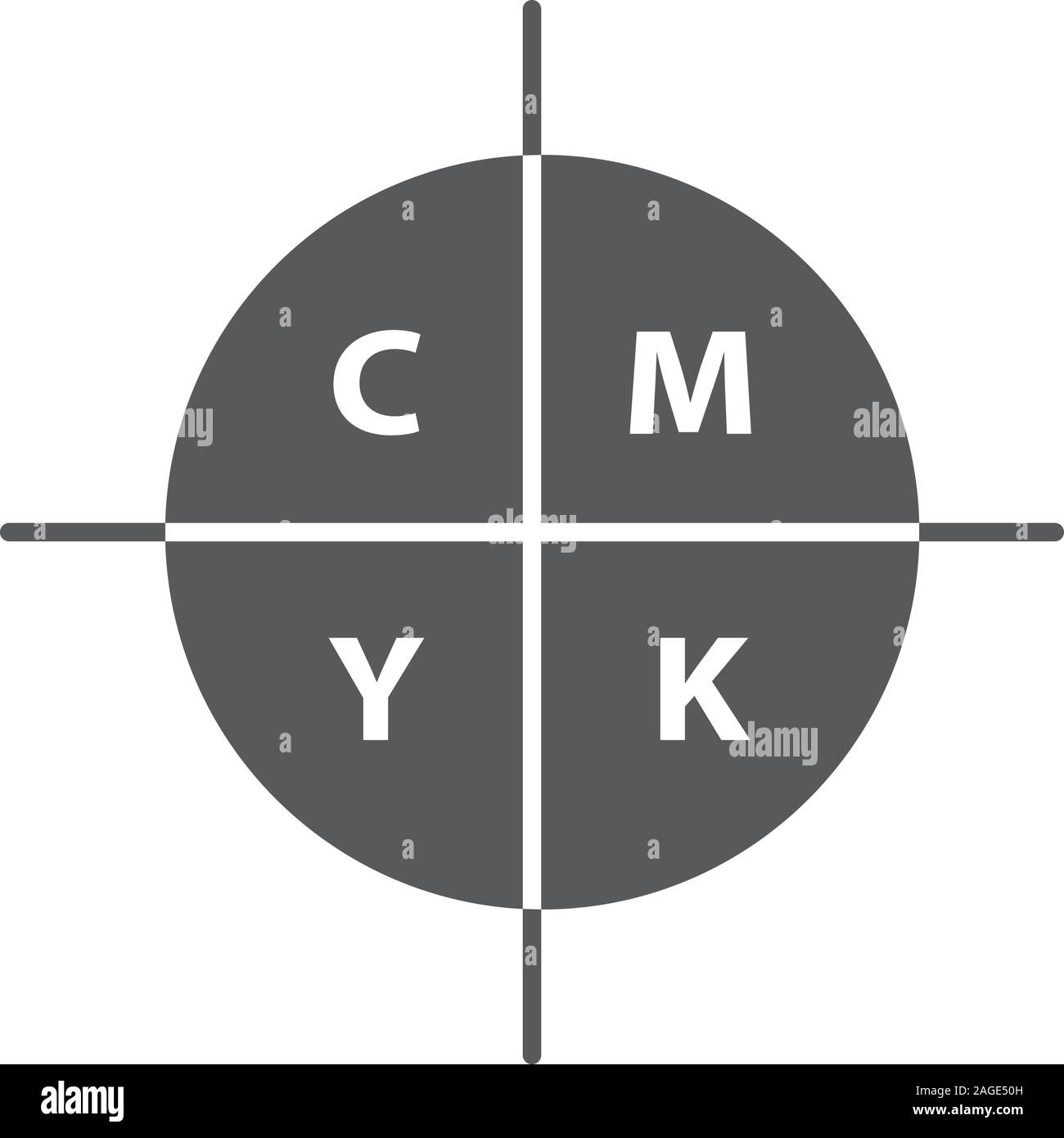 CMYK color circle model glyph icon. Silhouette symbol. Cyan, magenta ...