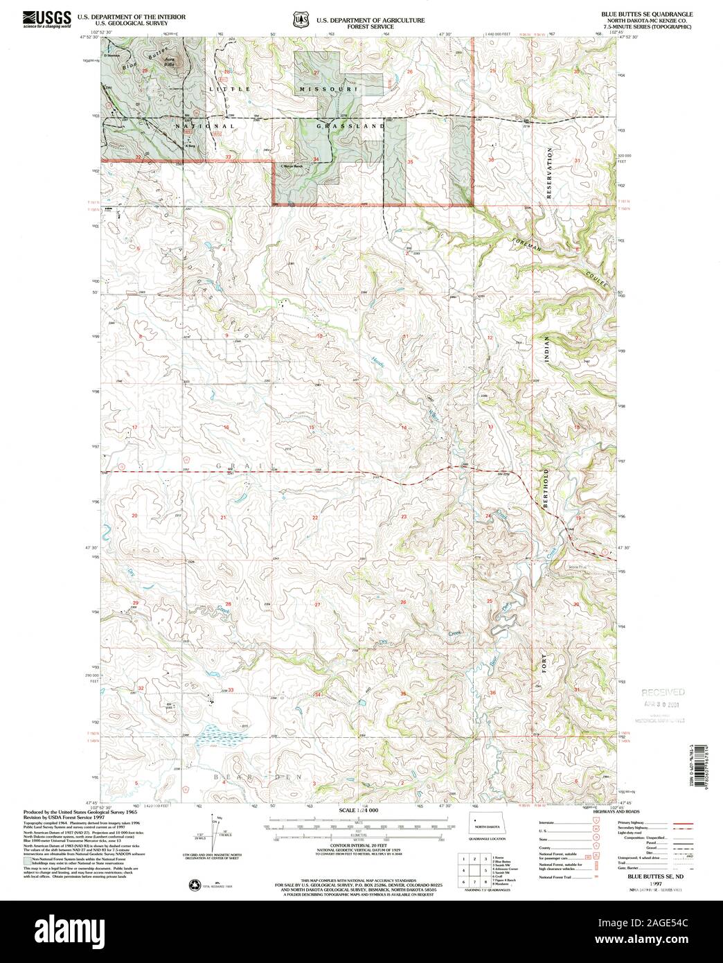 USGS TOPO Map North Dakota ND Blue Buttes SE 283527 1997 24000 ...