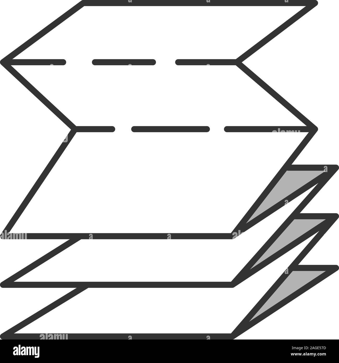 Folded paper leaflet color icon. Blank brochure. Isolated vector ...