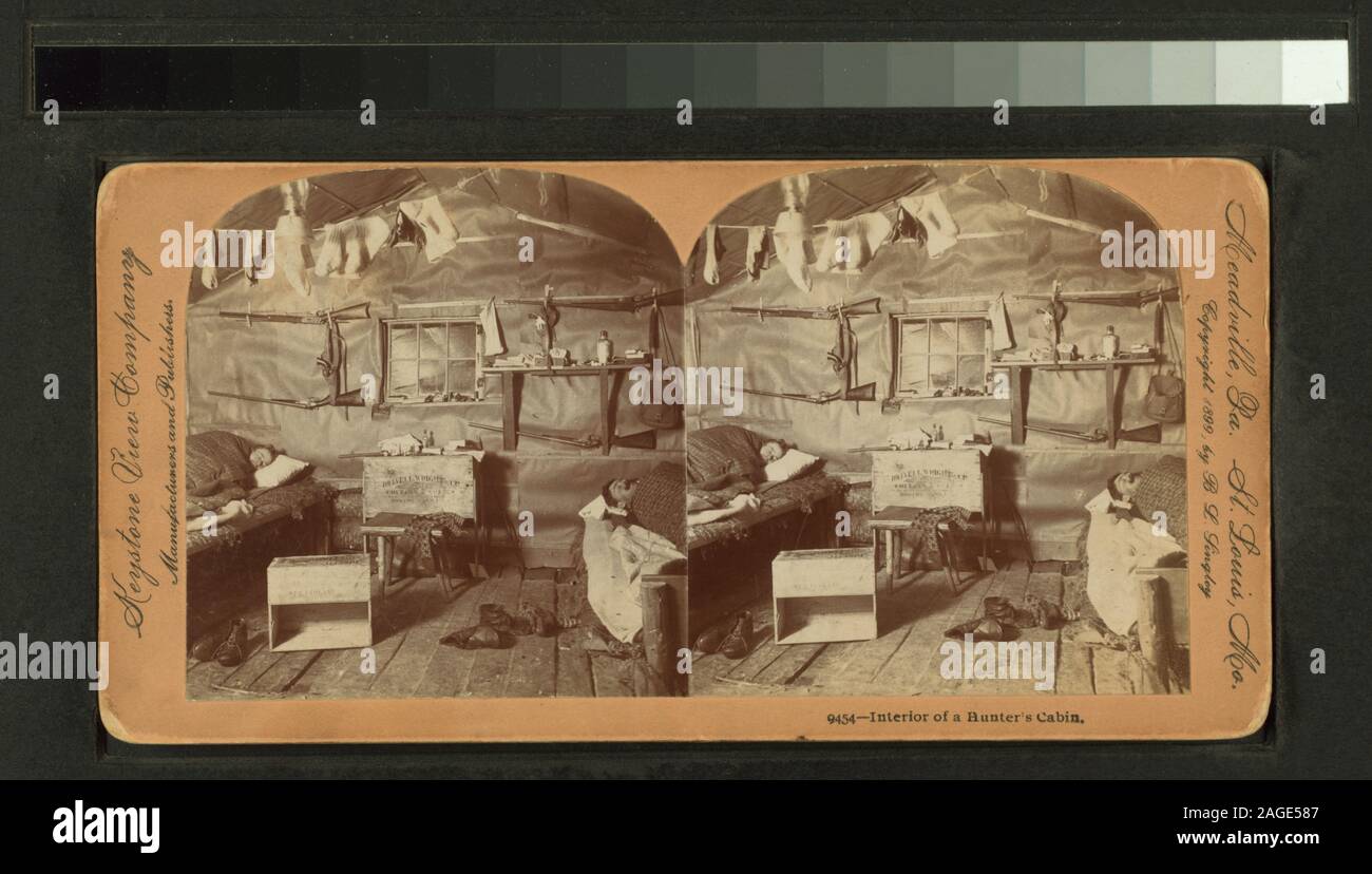 Interior of a hunter's cabin Interior of a hunter's cabin.; Interior of ...