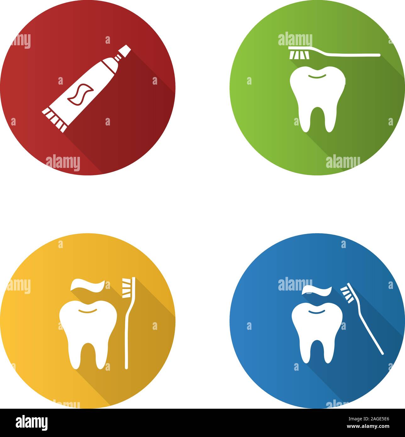 Dentistry flat design long shadow glyph icons set. Stomatology ...