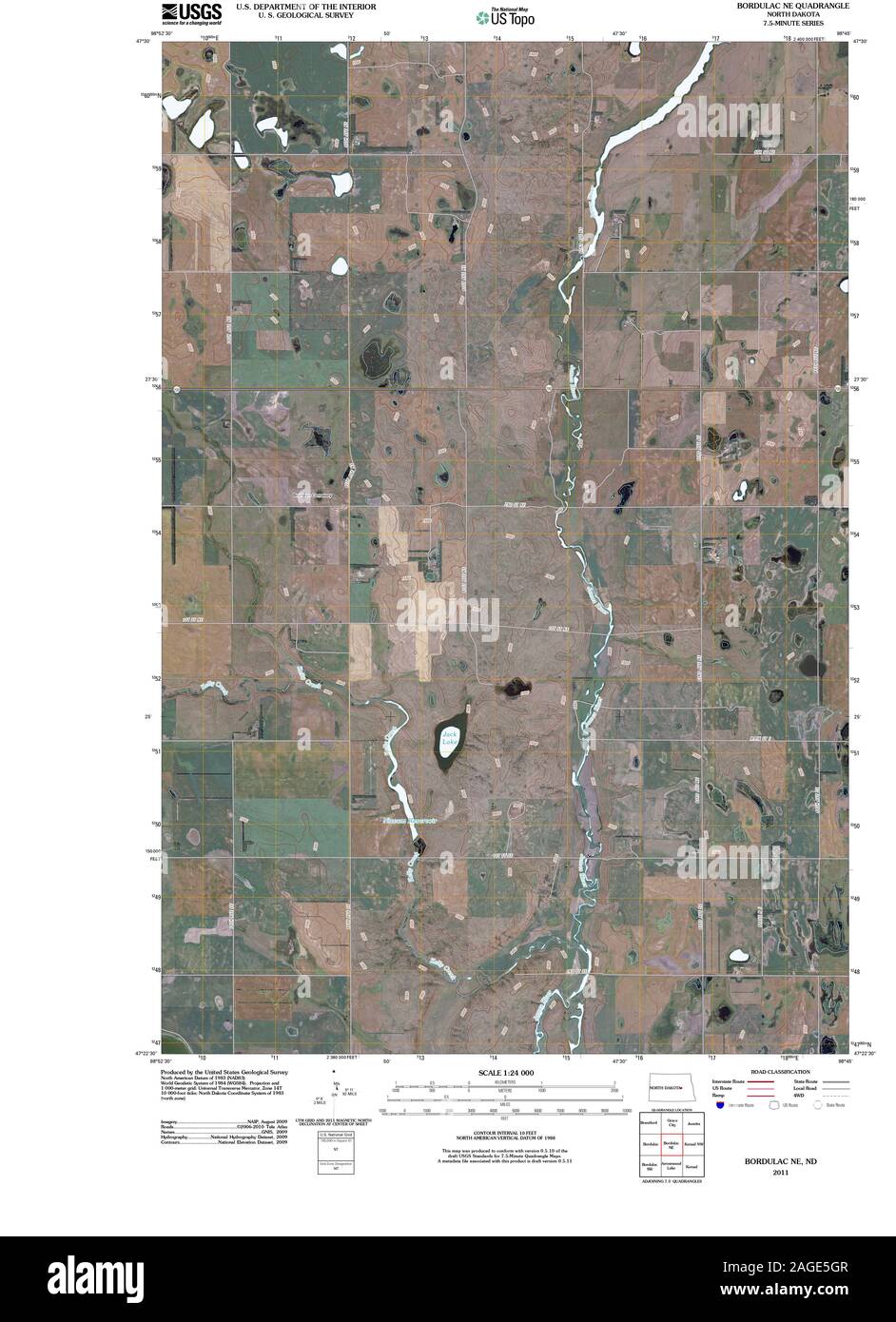USGS TOPO Map North Dakota ND Bordulac NE 20110401 TM Restoration Stock ...
