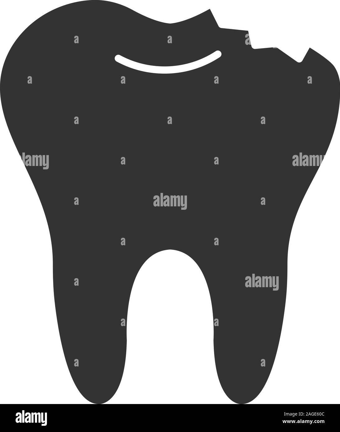 Broken tooth glyph icon. Chipped tooth. Silhouette symbol. Negative ...