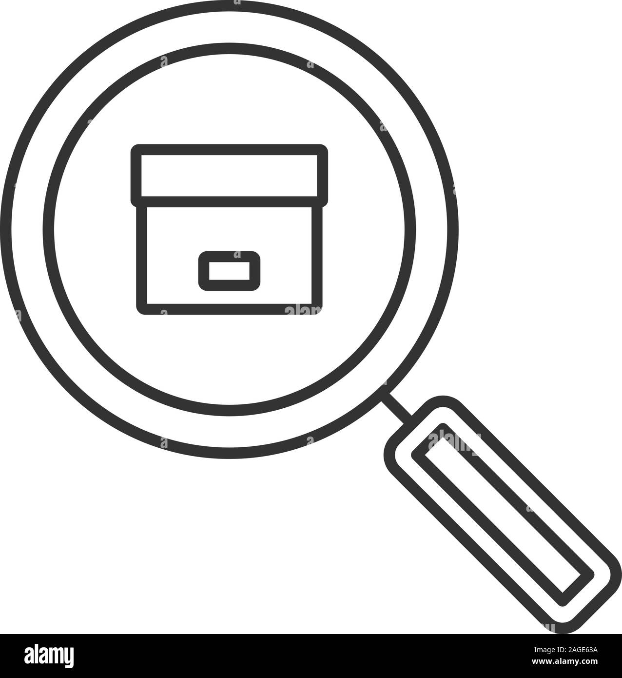 Parcel tracking service linear icon. Thin line illustration. Magnifying ...