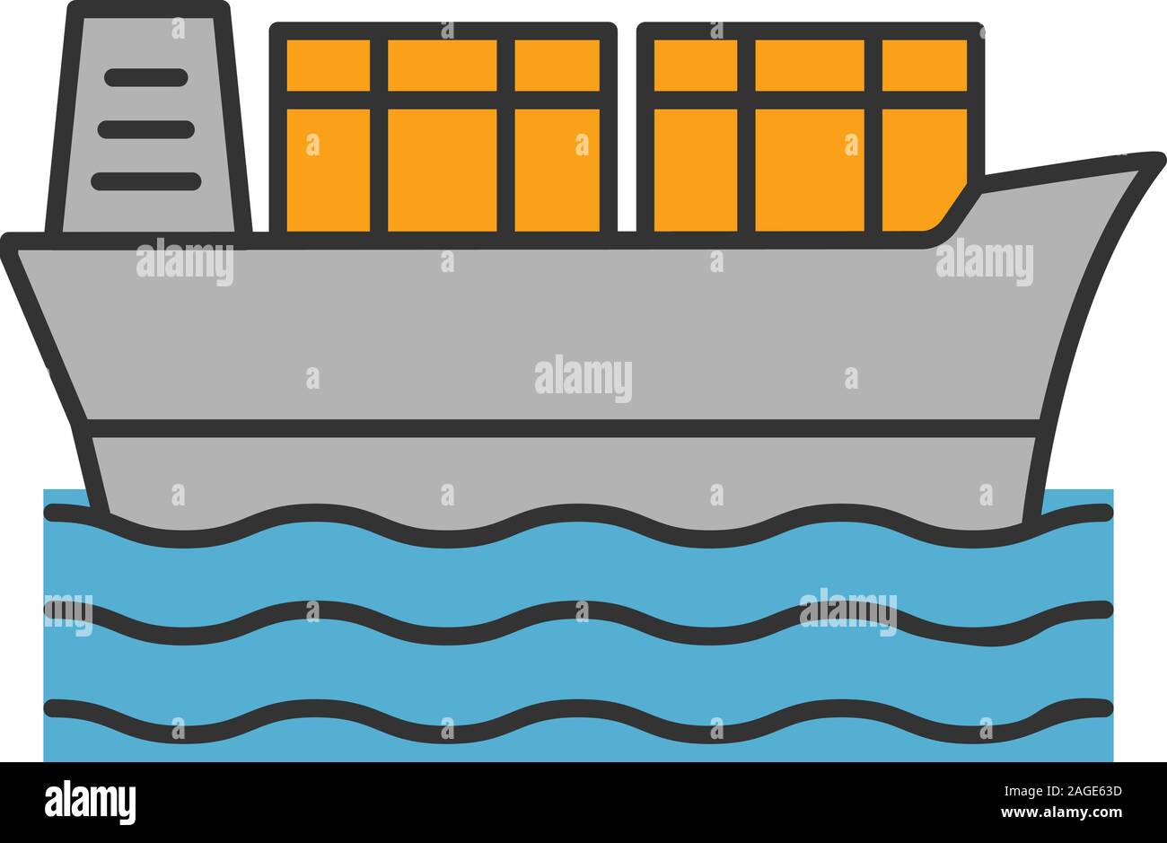 Cargo ship color icon. Tanker. Container vessel. Isolated vector ...