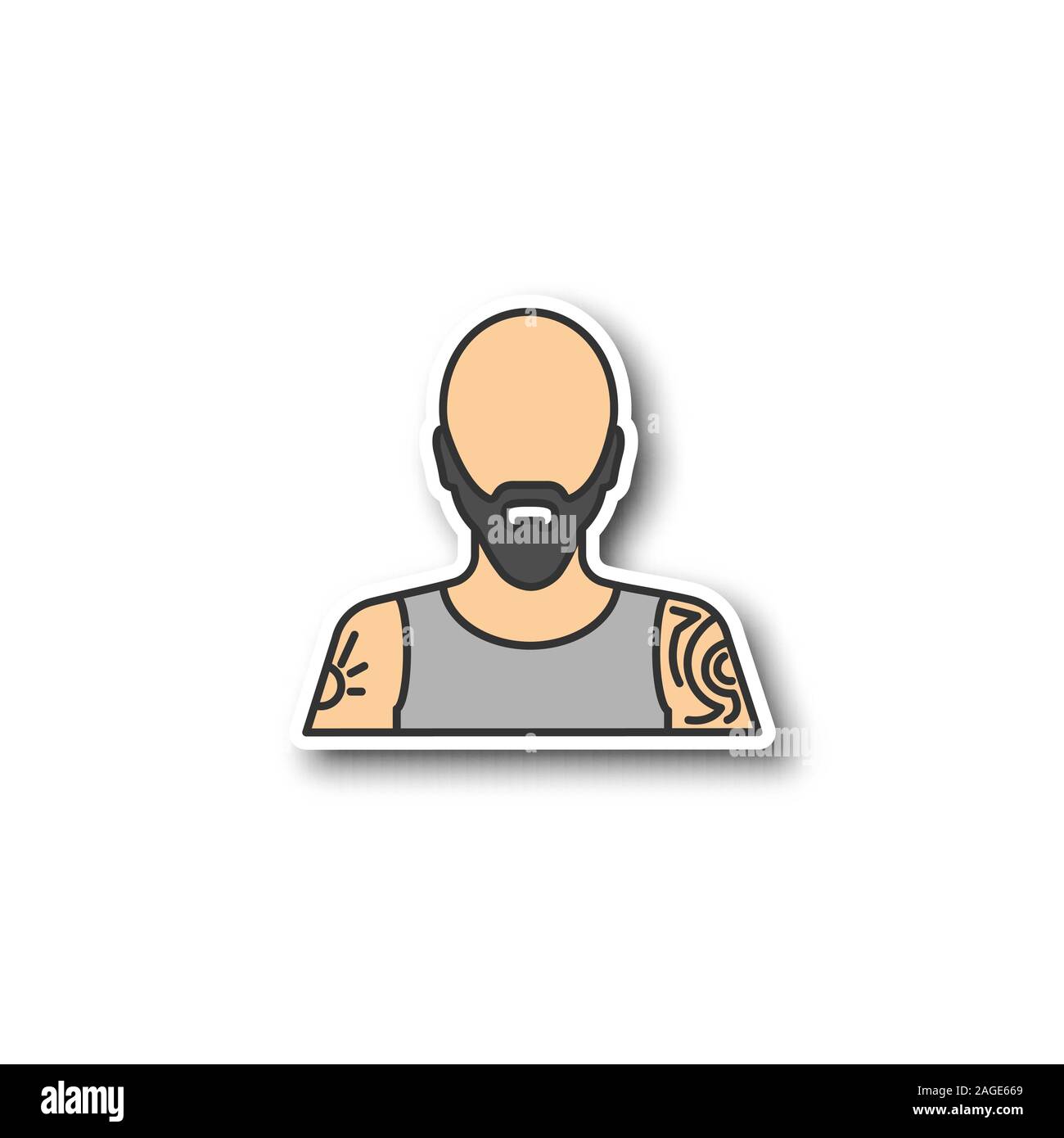 Tattoo artist patch. Tattooist. Man with tattooed body. Color sticker ...