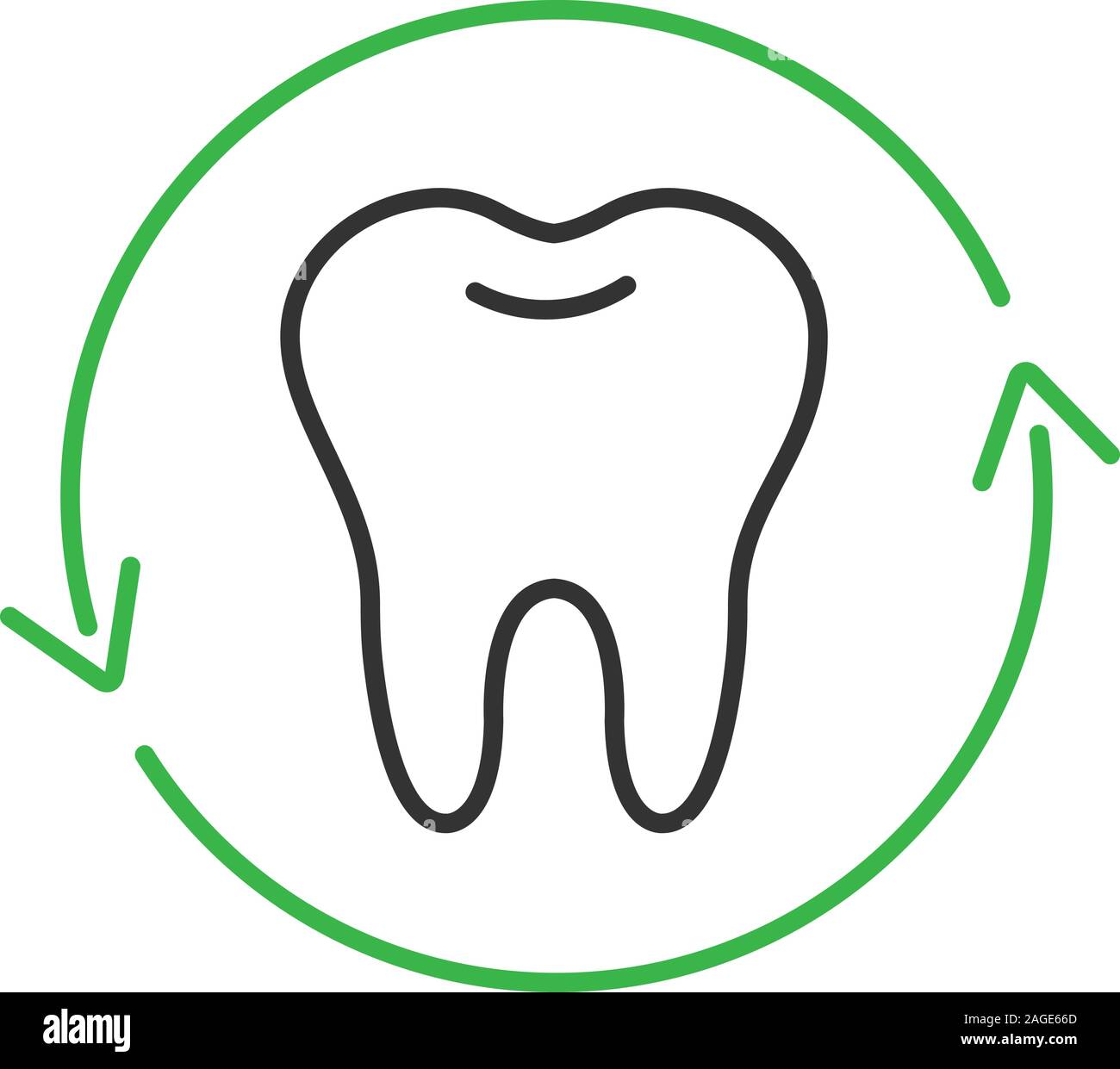 Teeth restoration color icon. Dentistry. Tooth in circle arrow ...