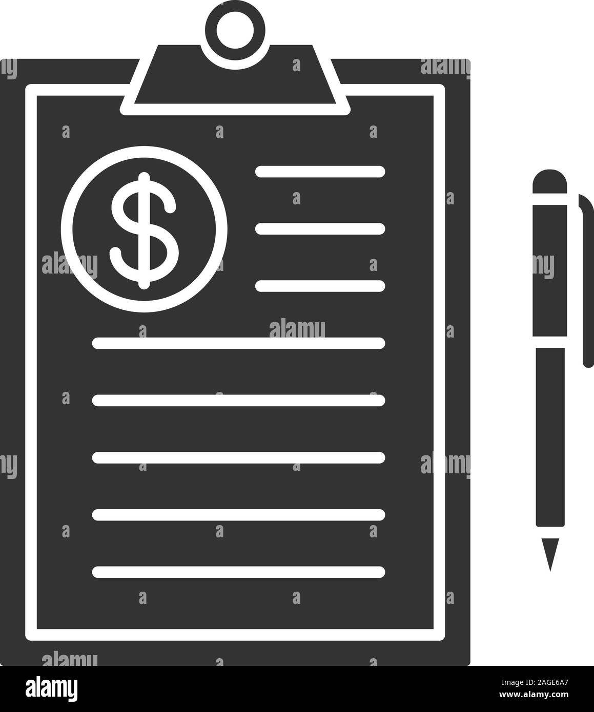 Business contract glyph icon. Credit information. Loan. Silhouette ...