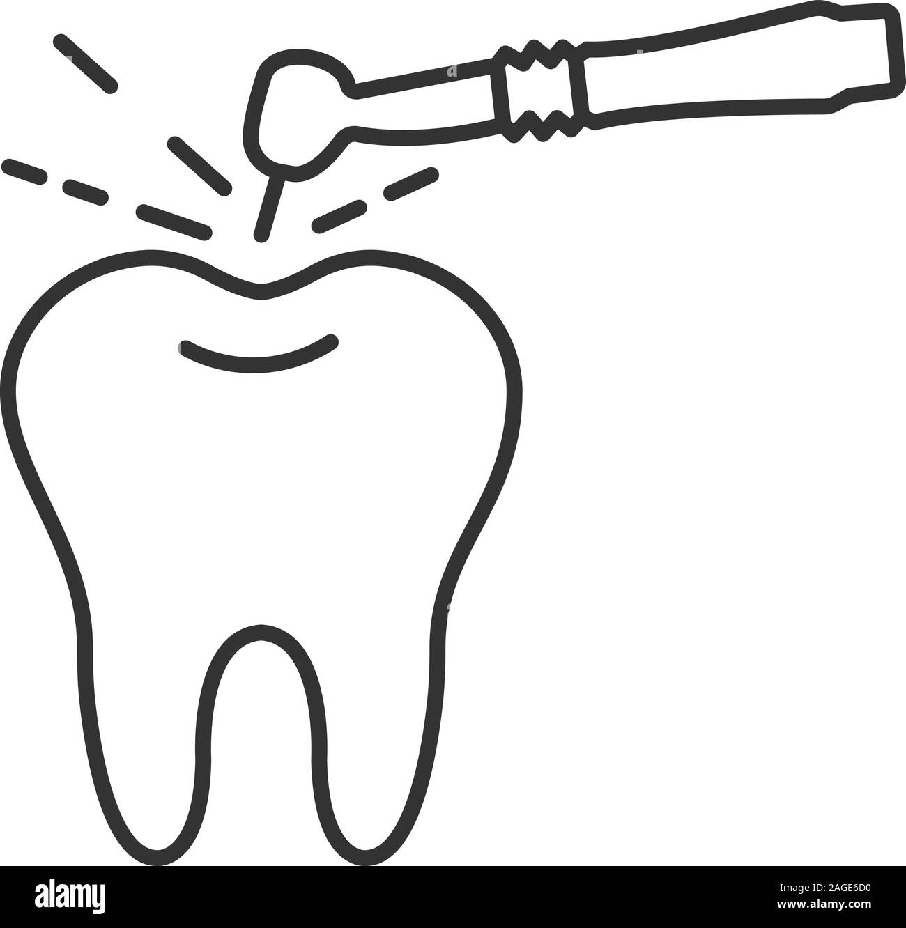 Tooth drilling process linear icon. Dentistry. Thin line illustration ...