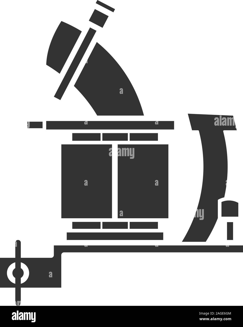 Tattoo machine frame with coils glyph icon. Silhouette symbol. Tattoo ...