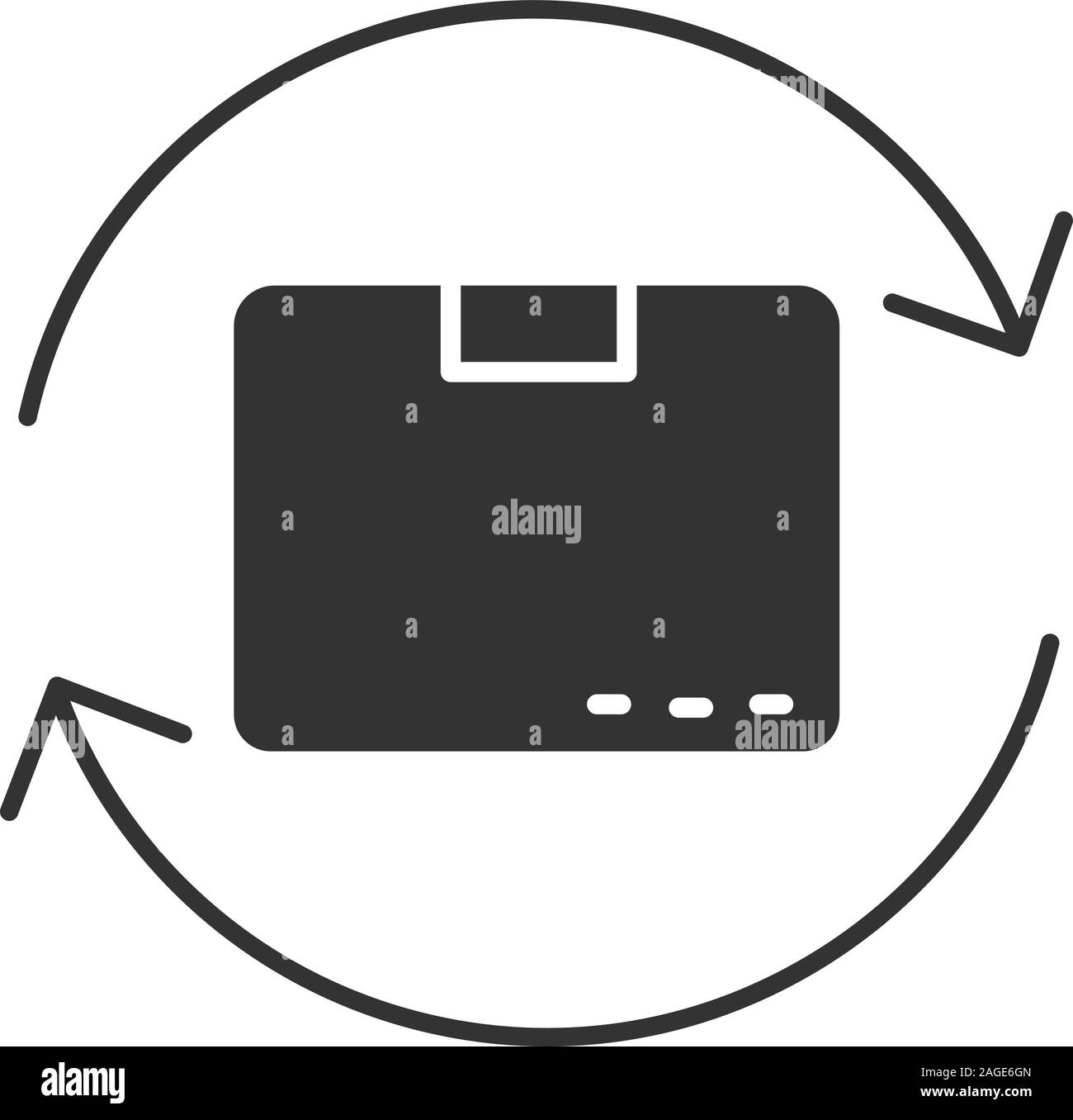 Parcel return service glyph icon. Silhouette symbol. Repackaging ...