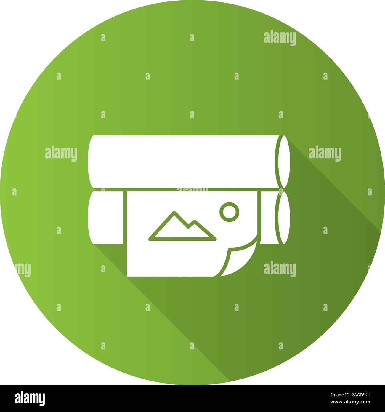 Offset printer flat design long shadow glyph icon. Flexography. News ...