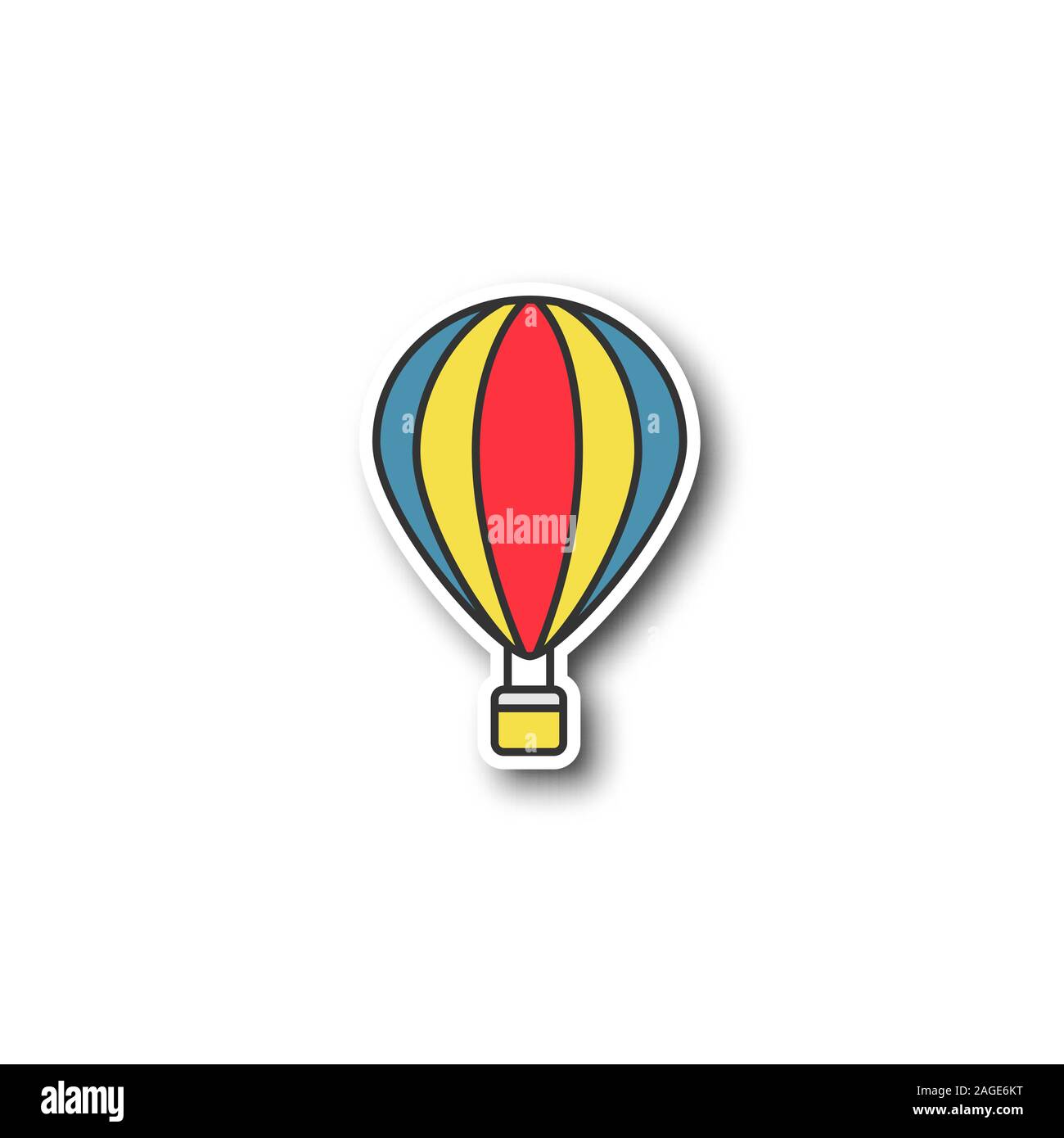 Hot air balloon patch. Aerostat. Color sticker. Vector isolated ...