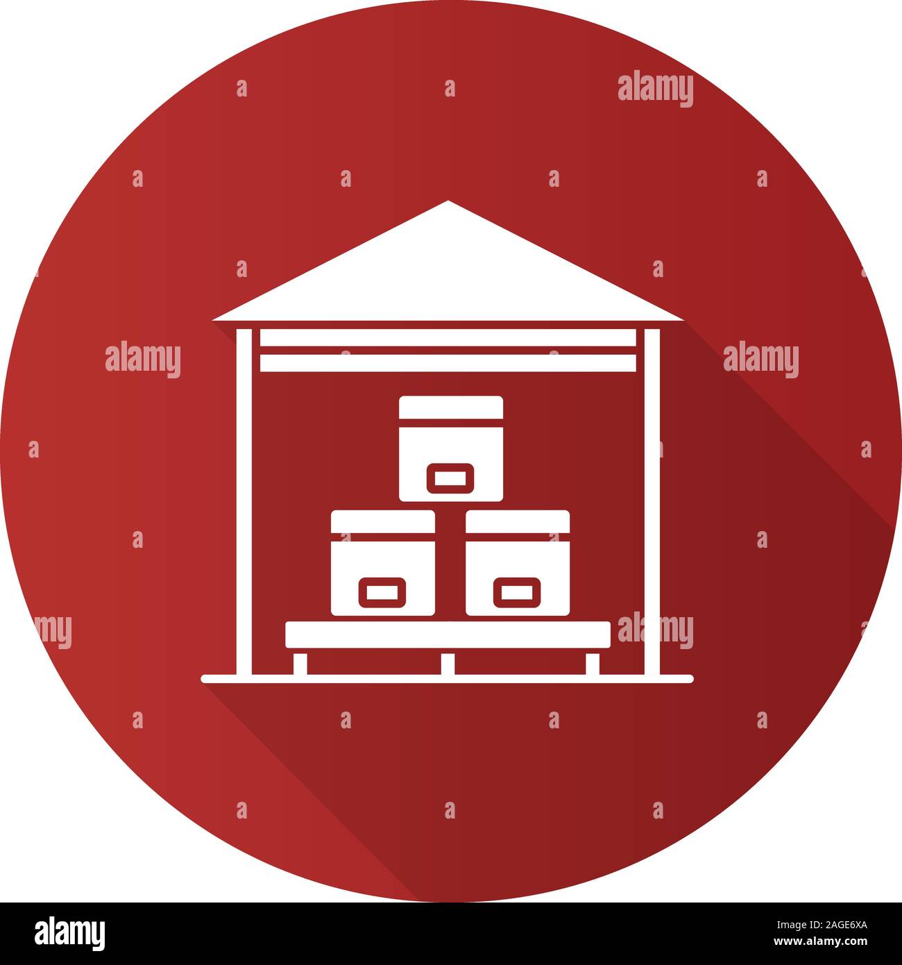 Warehouse flat design long shadow glyph icon. Cardboard boxes on pallet ...