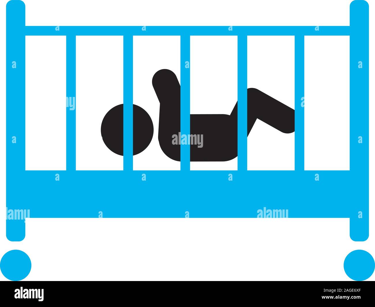 Child sleeping in crib silhouette icon. Baby bed. Cradle. Isolated ...