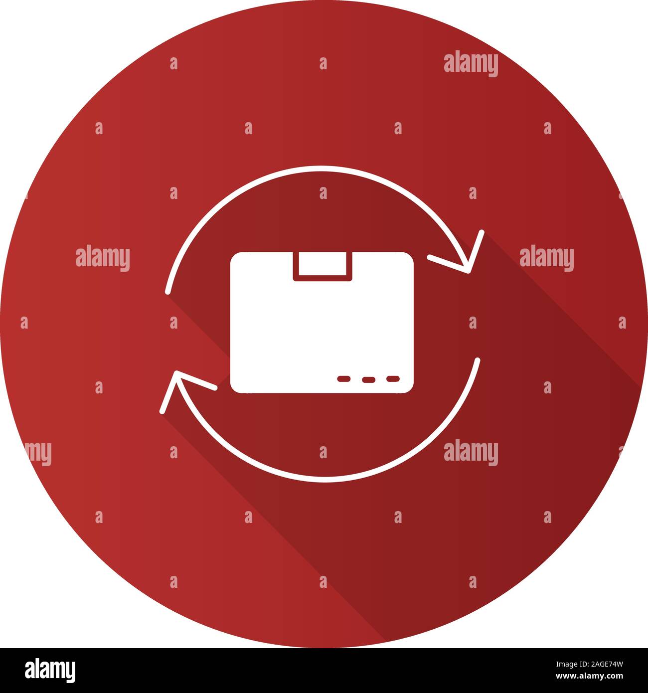 Parcel return service flat design long shadow glyph icon. Repackaging ...