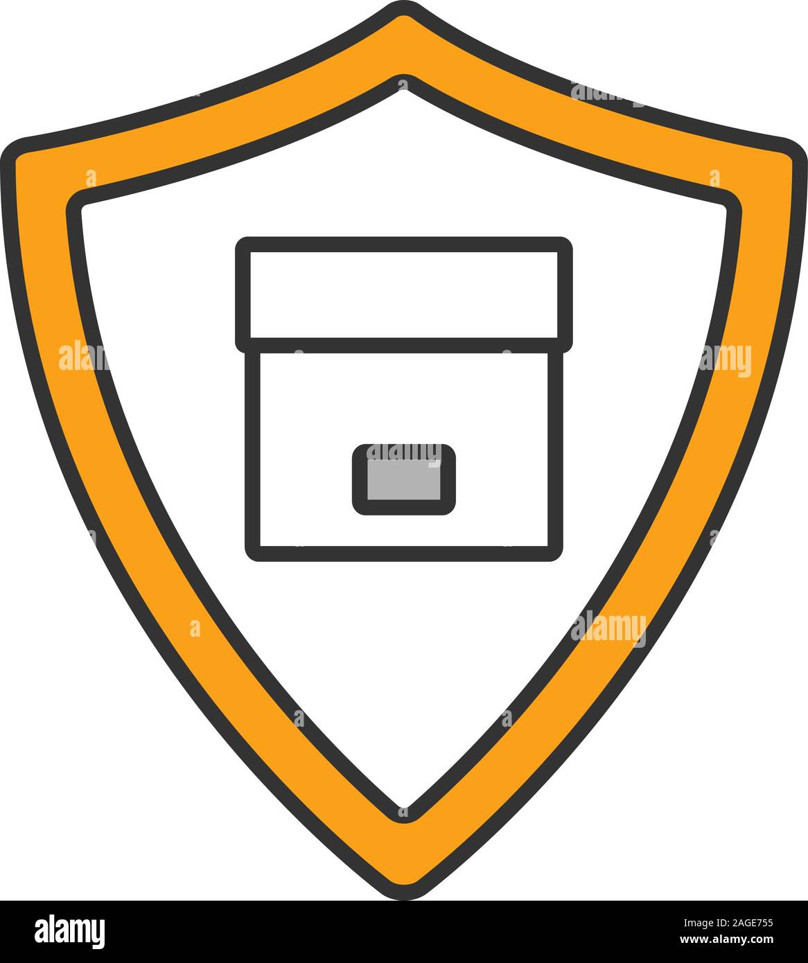 Secure delivery color icon. Cargo insurance. Cardboard box inside ...