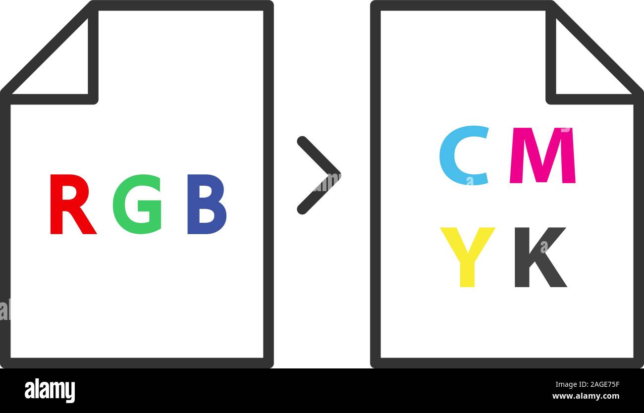 Color models conversion icon. RGB color model conversion to CMYK ...