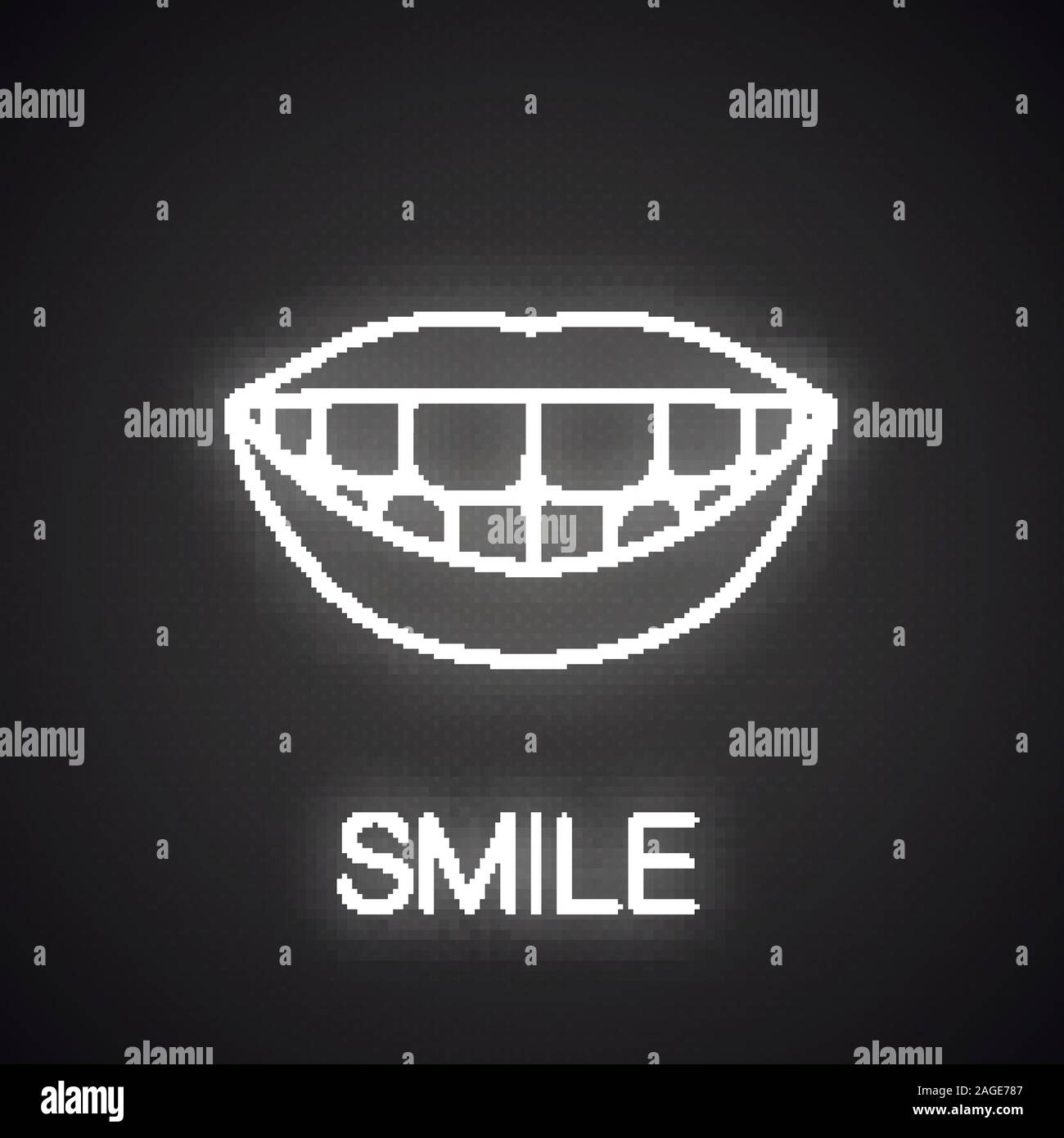 Beautiful smile with healthy teeth neon light icon. Stomatology glowing ...