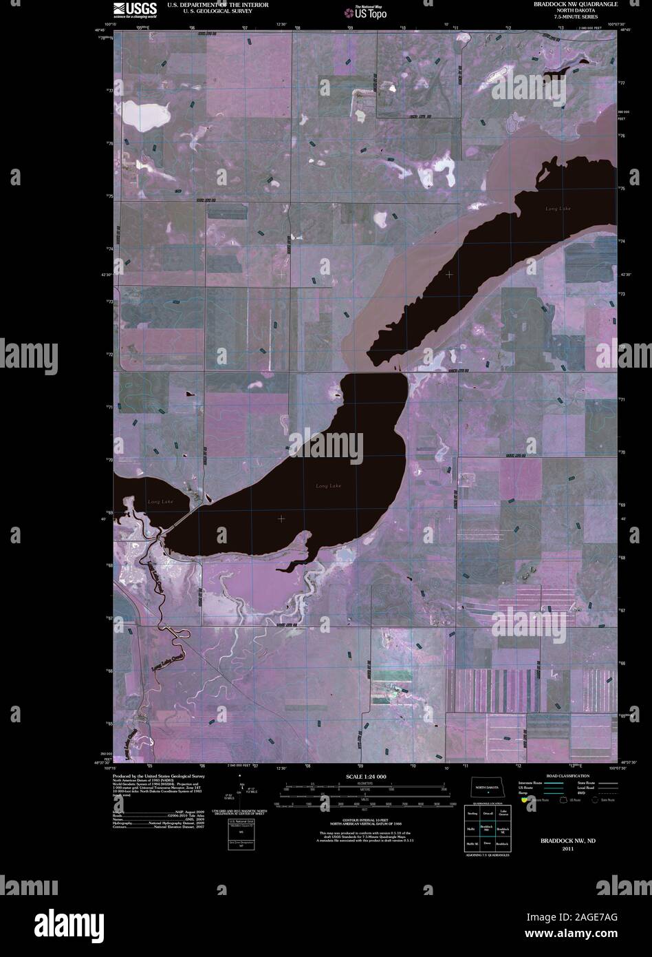 USGS TOPO Map North Dakota ND Braddock NW 20110401 TM Inverted ...