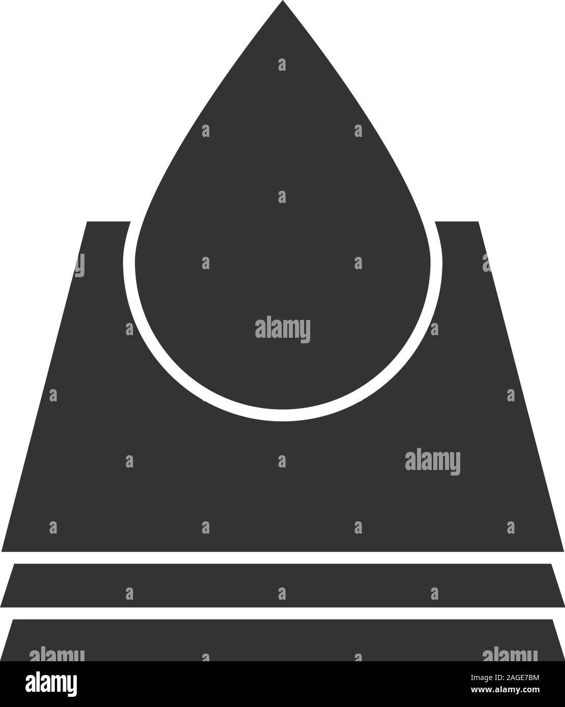 Printing glyph icon. Paper or fabric with paint drop. Silhouette symbol ...