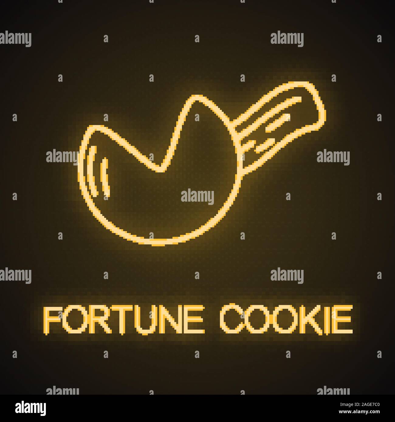 Fortune cookie neon light icon. Glowing sign. Cookie prediction. Vector ...