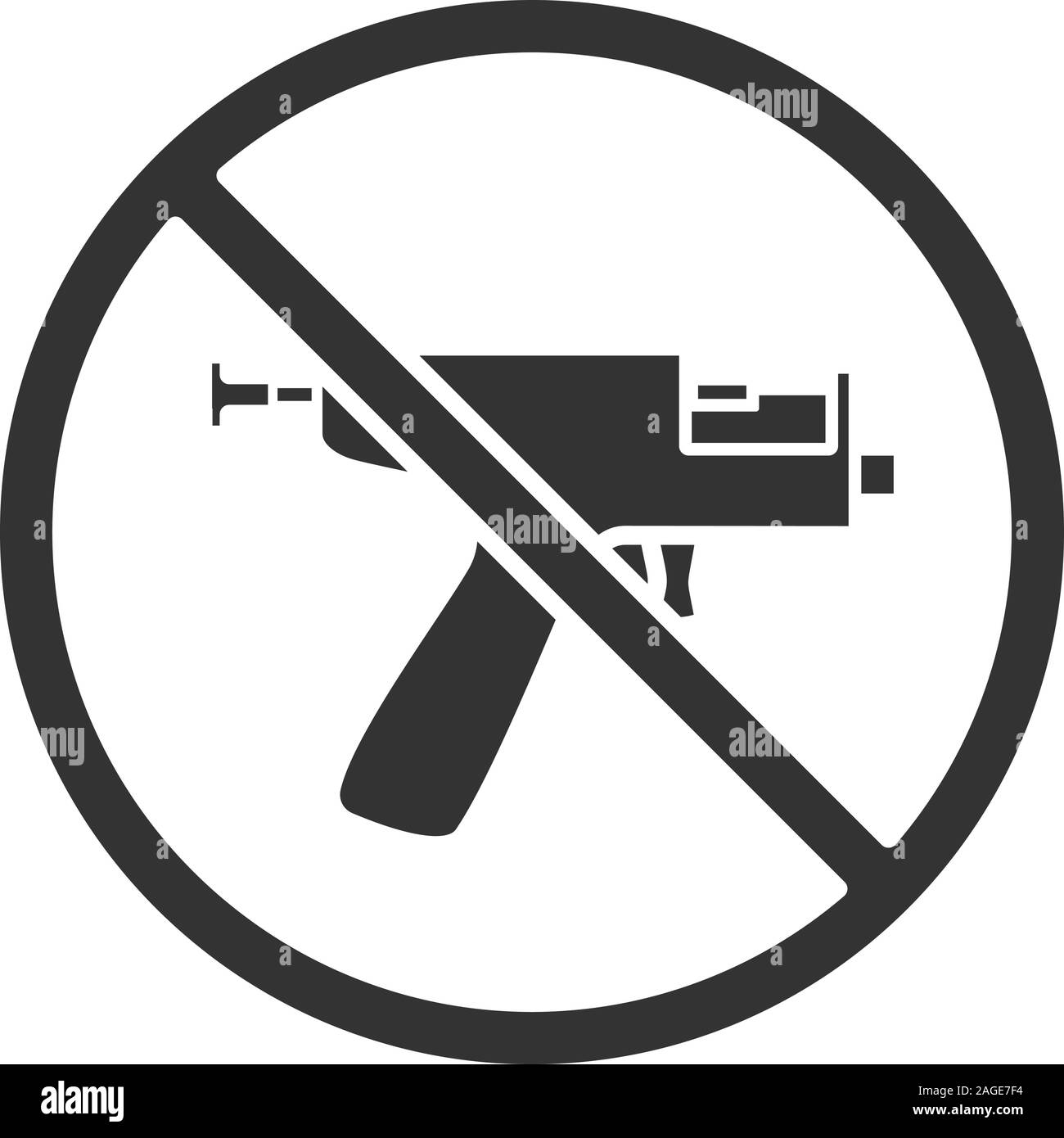Forbidden sign with piercing gun glyph icon. No ear piercing ...