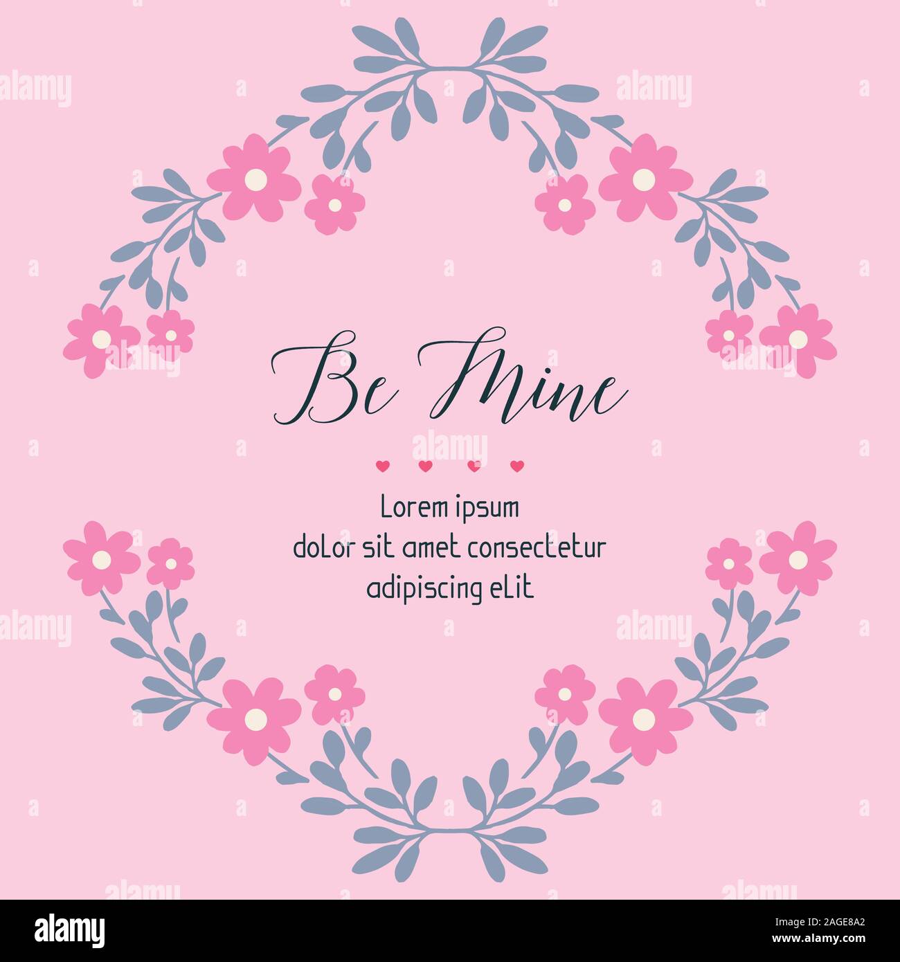 Wallpaper of card be mine, with beautiful pink flower frame ornament ...