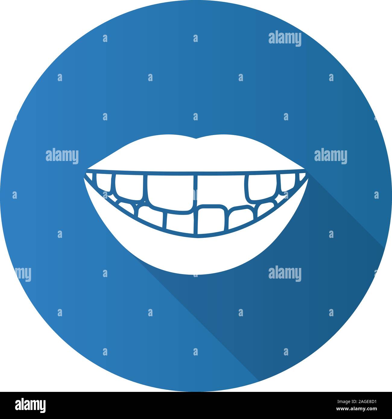 Smile With Missing Tooth Flat Design Long Shadow Glyph Icon Vector