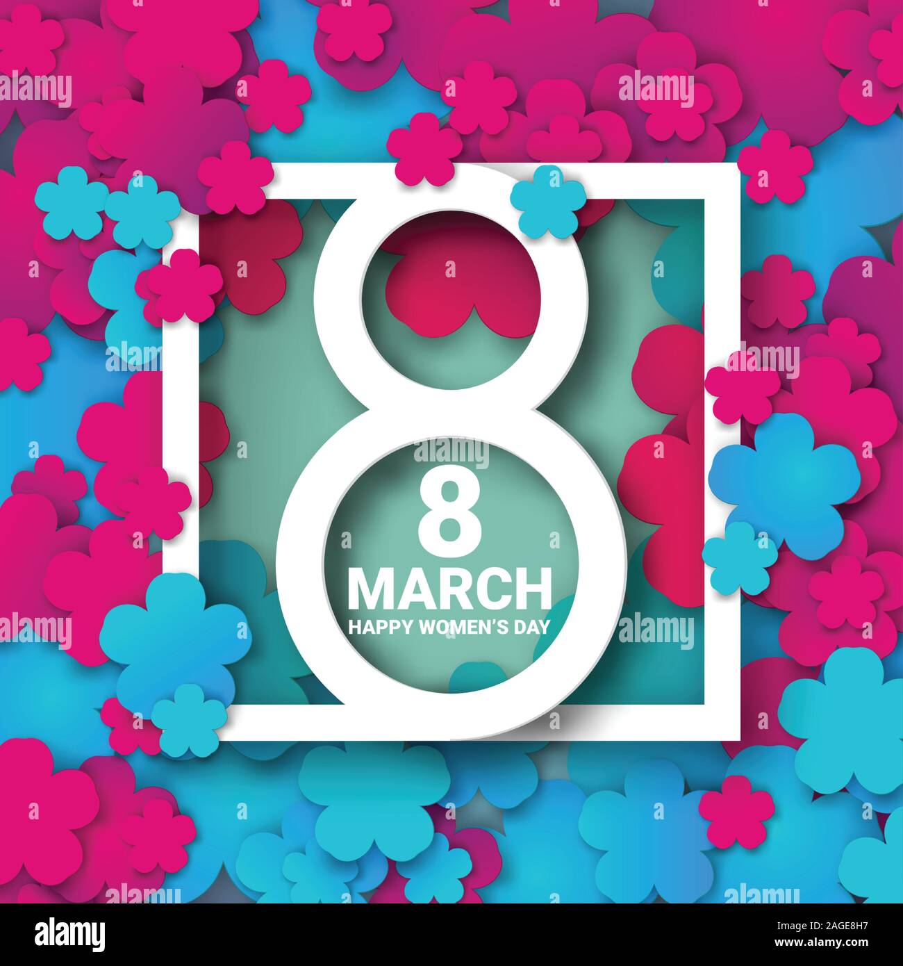 8 March. Colors floral greeting card. International Happy Women's Day ...