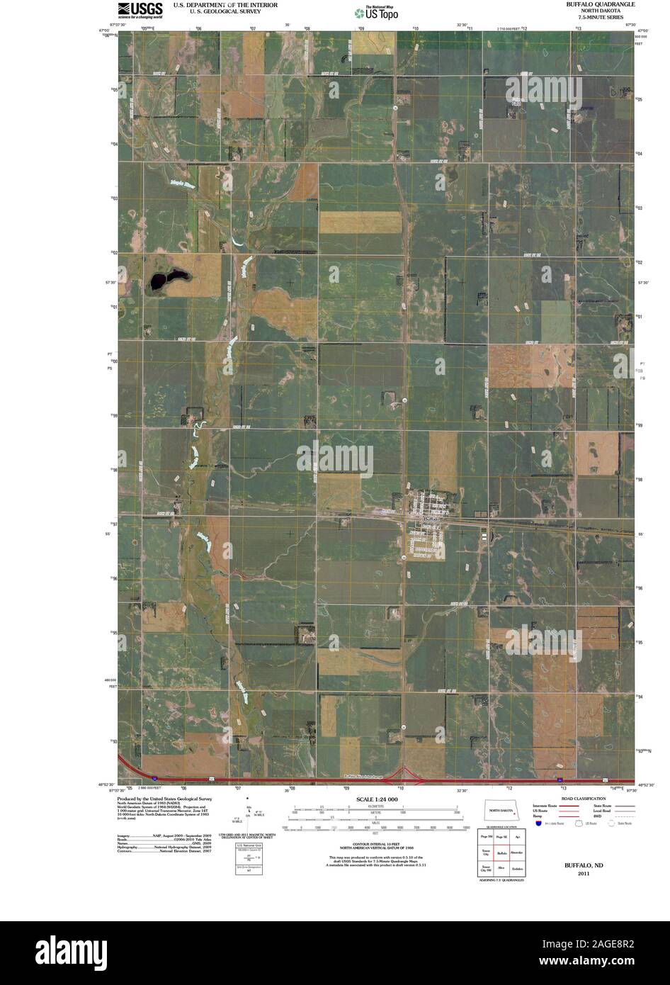 USGS TOPO Map North Dakota ND Buffalo 20110413 TM Restoration Stock ...
